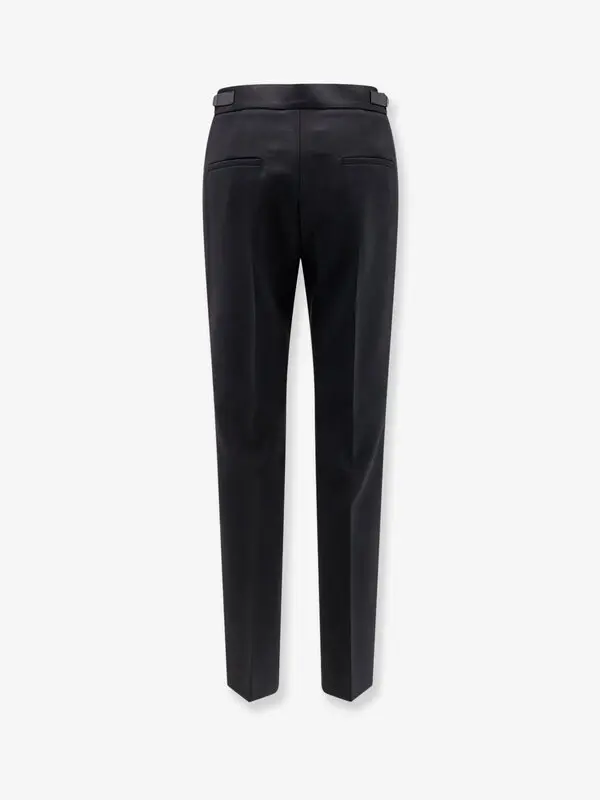 Max Mara Stretch Virgin Wool Trousers With Monogram Detail - Multicolor