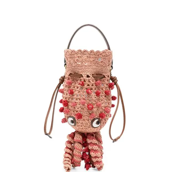 ANYA HINDMARCH Raffia Bucket Bag With Bobble Embellishments