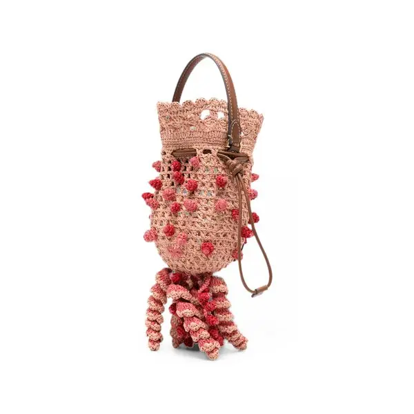 ANYA HINDMARCH Raffia Bucket Bag With Bobble Embellishments
