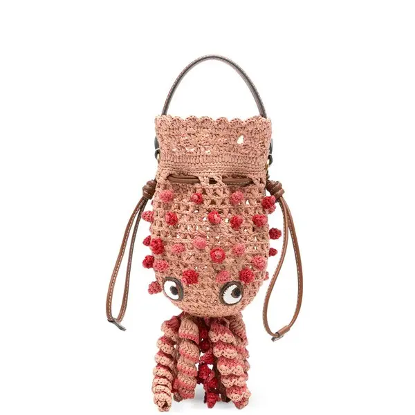 ANYA HINDMARCH Raffia Bucket Bag With Bobble Embellishments - Pink