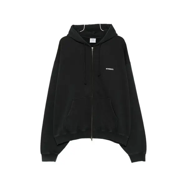 Vetements Cotton Logo Print Zip-up Hoodie