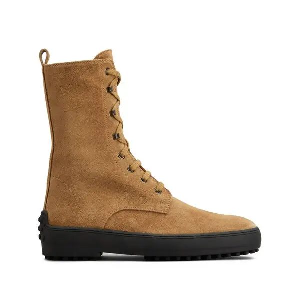 TOD'S Suede Lace-up Boots - Cream