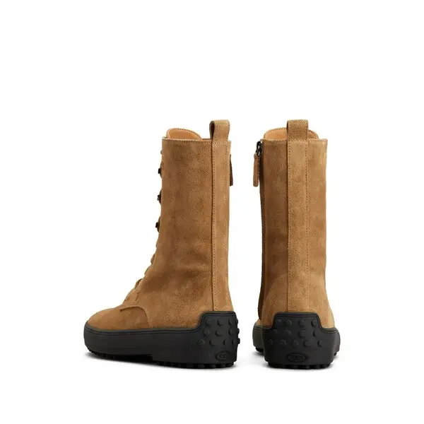 TOD'S Suede Lace-up Boots - Cream