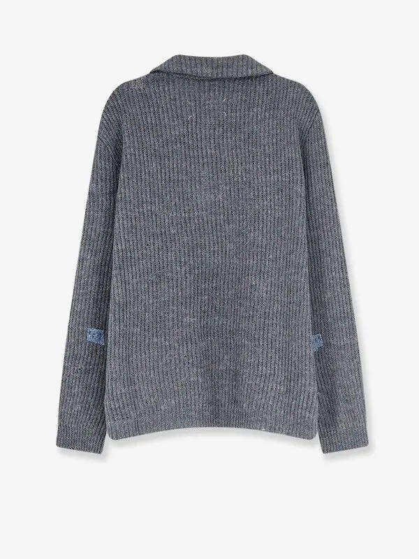 MAISON MARGIELA Ribbed Linen And Wool Blend High Neck Half-zip Sweater