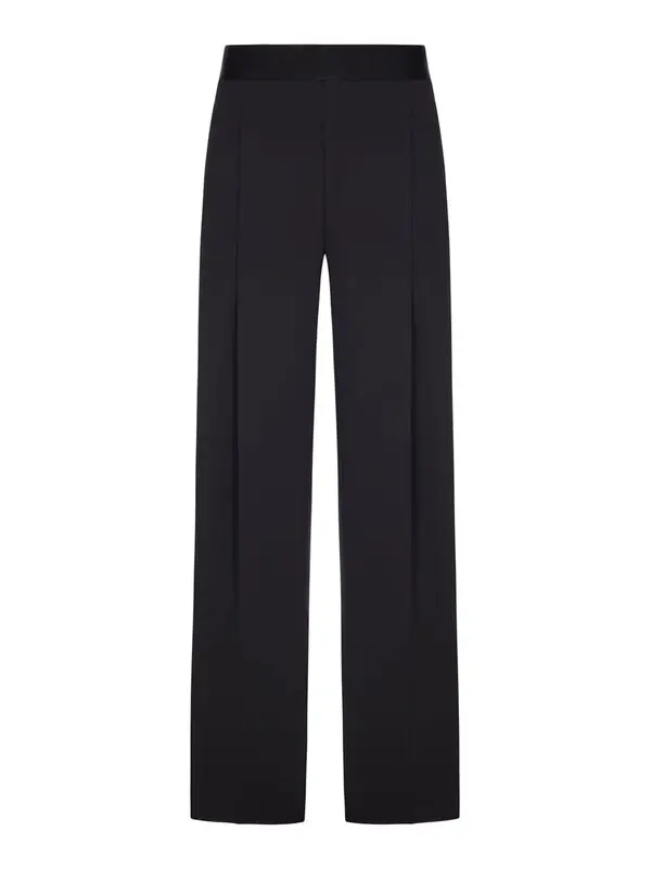 Giorgio Armani Palazzo Trousers In Compact Wool With Pleats