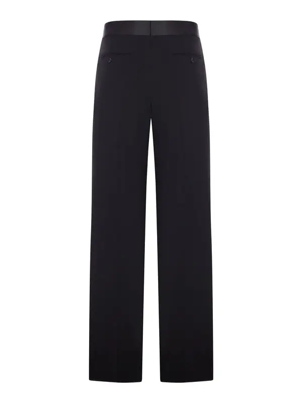 Giorgio Armani Palazzo Trousers In Compact Wool With Pleats