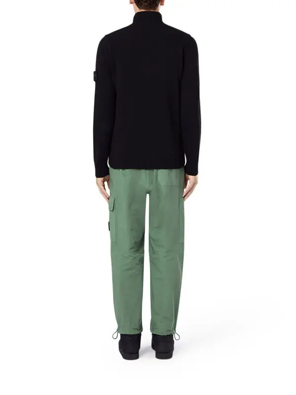 Stone Island Lambswool Sweater With Mock Neck And Button Detail