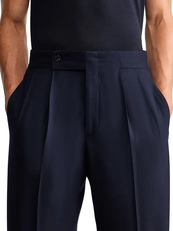 Giorgio Armani Oversized Virgin Wool Trousers With Front Pleats