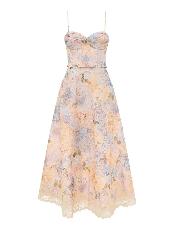 Zimmermann Valiant Tucked Midi Dress - Pink