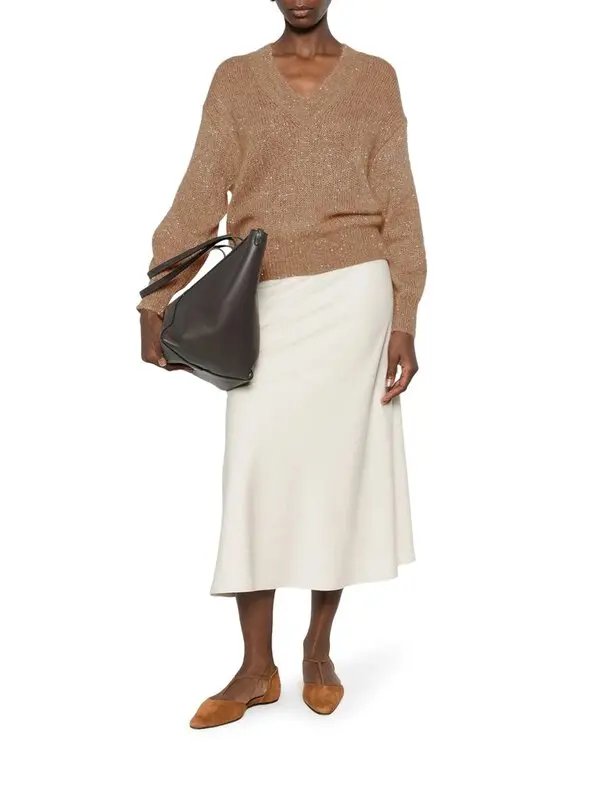 Brunello Cucinelli Half Rib Cotton Sweater With Sequins