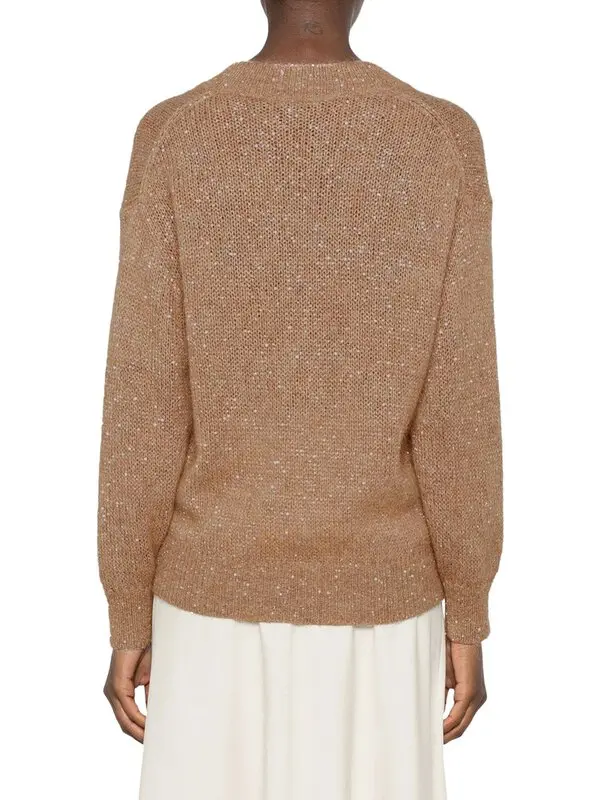 Brunello Cucinelli Half Rib Cotton Sweater With Sequins