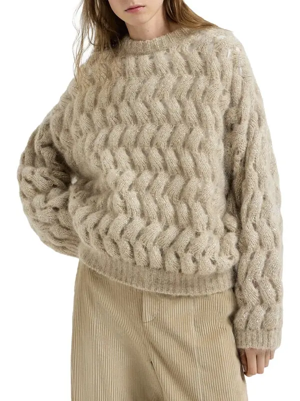 Brunello Cucinelli Dazzling Zigzag Cable Sweater