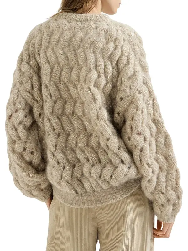 Brunello Cucinelli Dazzling Zigzag Cable Sweater