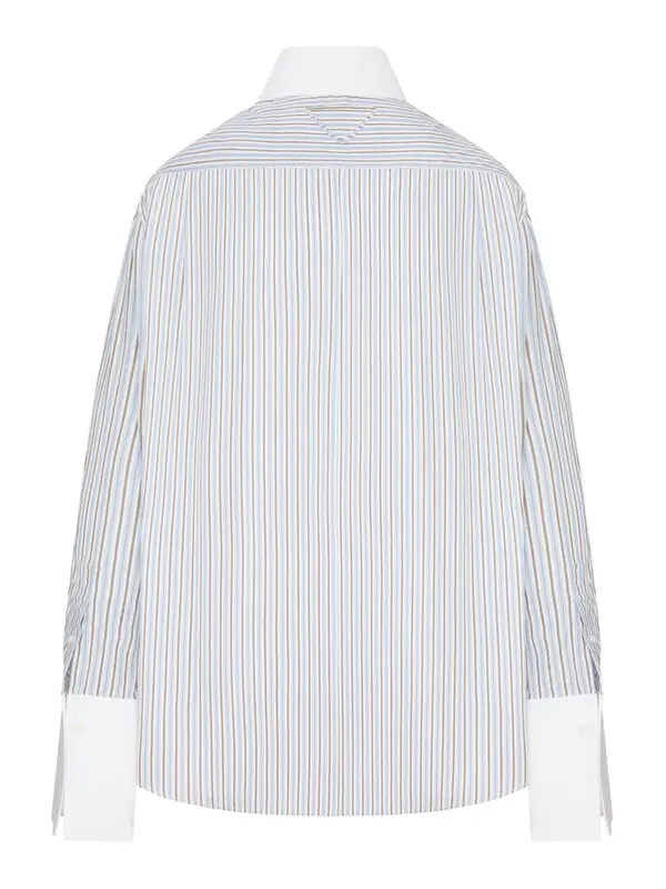 Prada Striped Cotton Shirt With Contrasting Cuffs