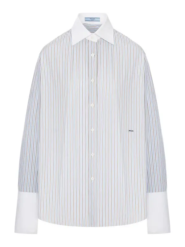 Prada Striped Cotton Shirt With Contrasting Cuffs - Multicolor