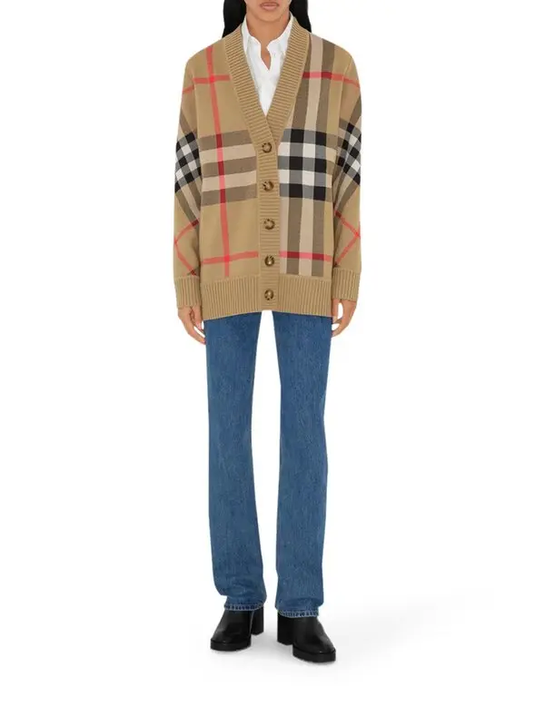 Burberry Check Wool Blend Cardigan