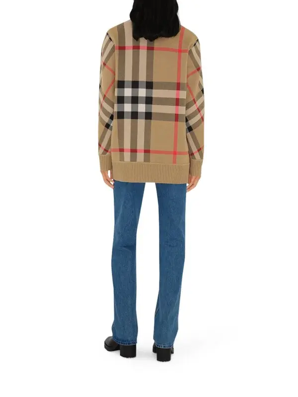 Burberry Check Wool Blend Cardigan