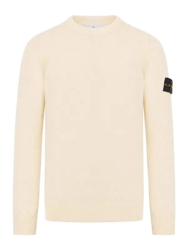 Stone Island Melange Effect Crew Neck Sweater - Cream