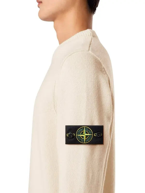 Stone Island Melange Effect Crew Neck Sweater - Cream