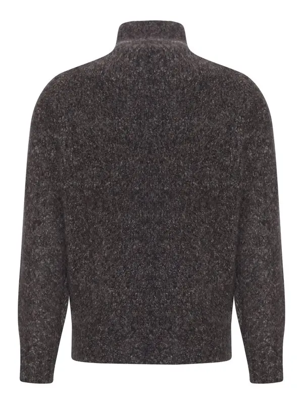 Brunello Cucinelli Boucle Knit High Neck Zip-up Sweater