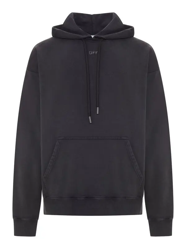 Off-White Relaxed-fit Washed Cotton Fleece Hoodie With Graphic Back Print