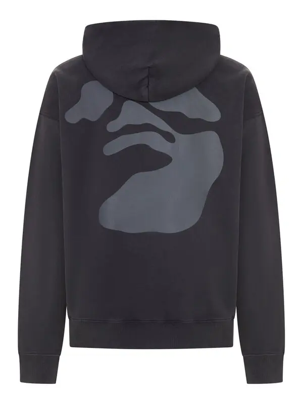 Off-White Relaxed-fit Washed Cotton Fleece Hoodie With Graphic Back Print