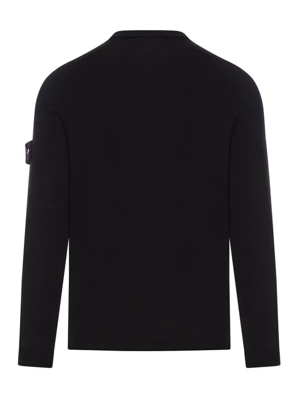 Stone Island Crew Neck Wool Sweater With Badge