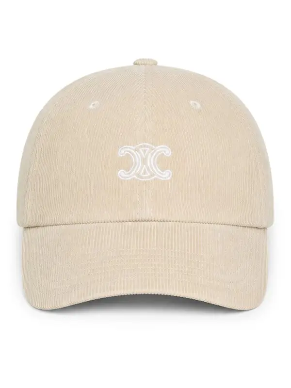Celine Triomphe Corduroy Cap - Cream