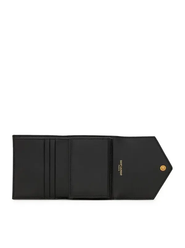 Saint Laurent Cassandre Matelassé Multi-folded Wallet In Grain De Poudre Embossed Leather