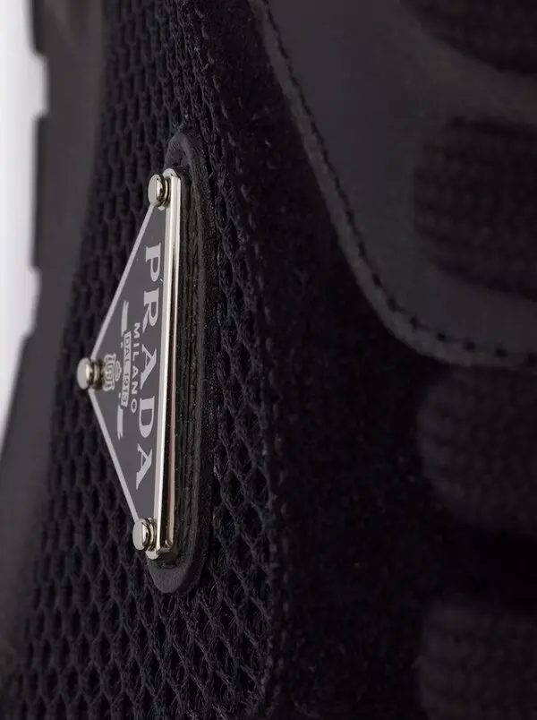 Prada Leather And Fabric Lace-up Sneakers