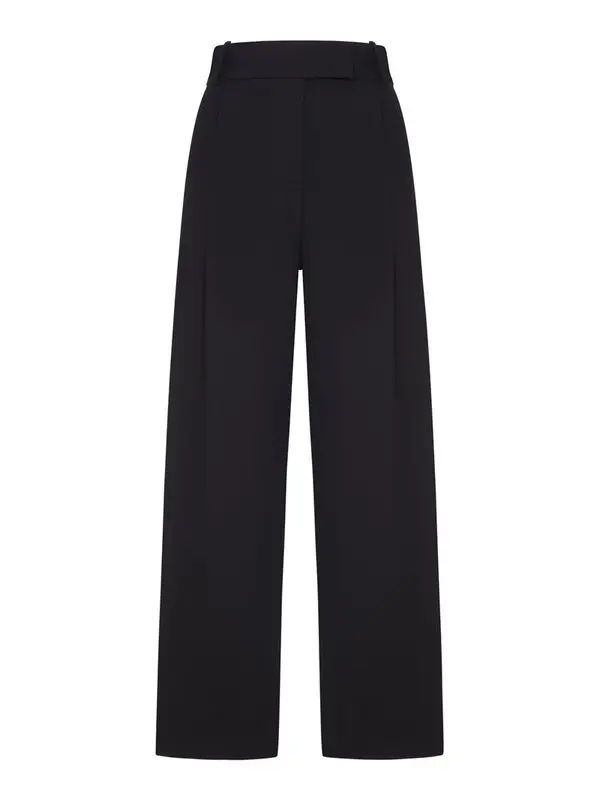 Giorgio Armani High-waisted Palazzo Trousers In Compact Fabric - Black