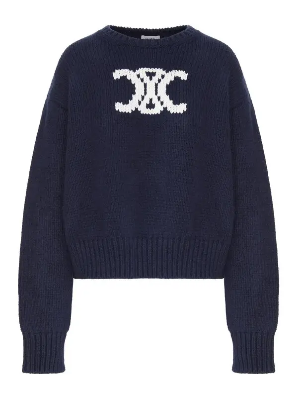 Celine Chunky Knit Sweater With Intarsia Logo