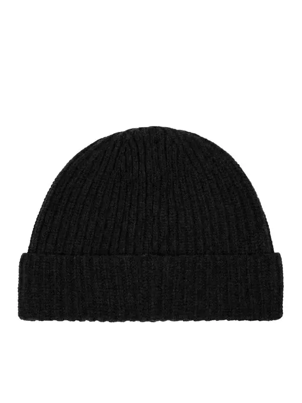 Stone Island Ribbed Knit Beanie With Compass Logo Patch