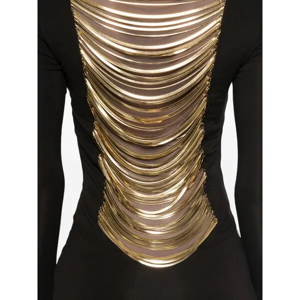 Cult Gaia Long Sleeve Embellished Floor-length Dress