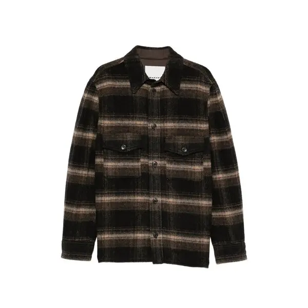 Isabel Marant Étoile Checked Spread Collar Long Sleeve Jacket - Brown