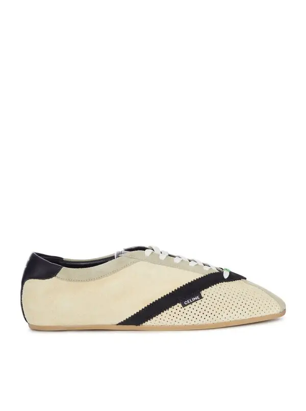 Celine Low Suede Sneaker With Perforated Toe