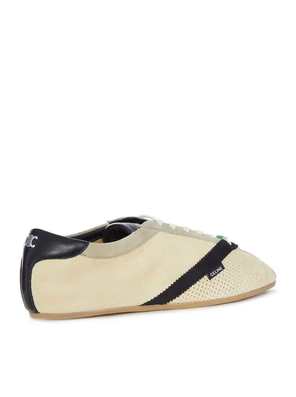 Celine Low Suede Sneaker With Perforated Toe