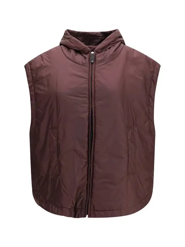 Max Mara Hooded Padded Vest In Water Repellent Canvas - Purple