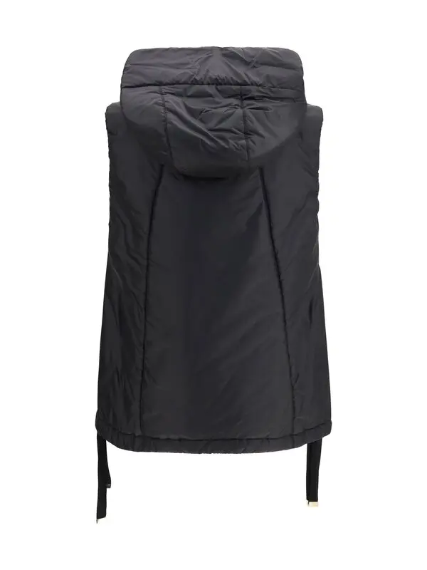 Max Mara Hooded Padded Vest In Water Repellent Canvas - Black