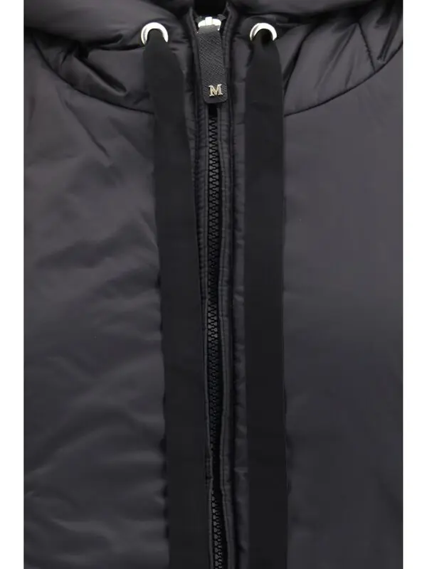 Max Mara Hooded Padded Vest In Water Repellent Canvas - Black