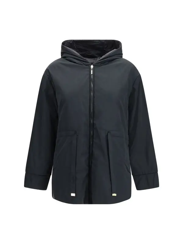 Max Mara Reversible Padded Parka In Radzmir And Water Repellent Canvas - Black