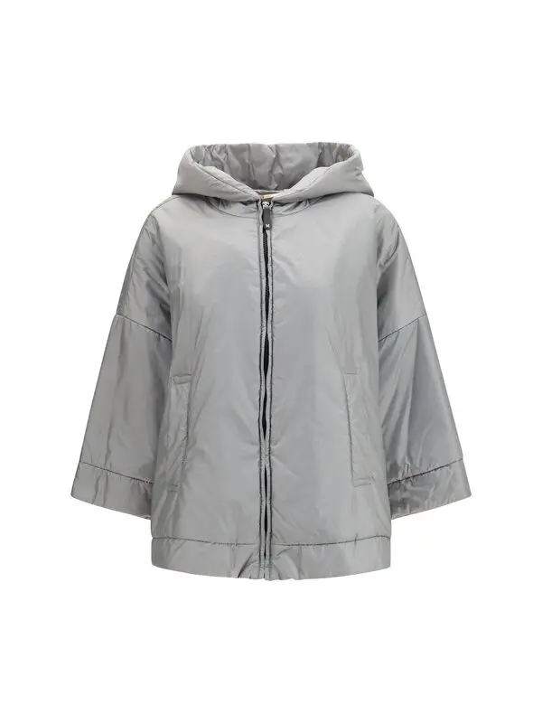 Max Mara Hooded Zip-up Padded Jacket - Gray