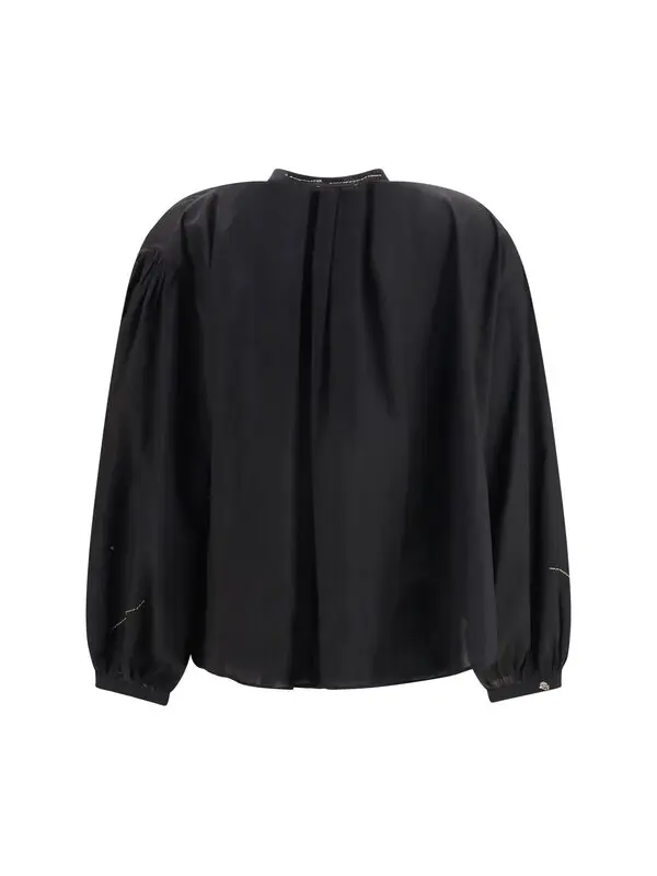 FORTE_FORTE Fleurs D’orient Embroidered Voile Bohemian Shirt - Black