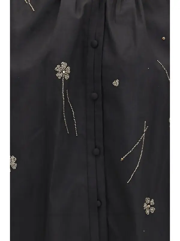FORTE_FORTE Fleurs D’orient Embroidered Voile Bohemian Shirt - Black