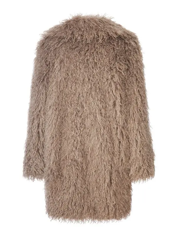 Tagliatore Curly Sheepskin Coat With Wide Collar - Cream