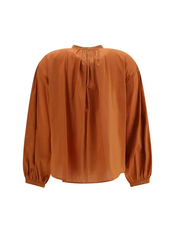 FORTE_FORTE Embroidered Voile Bohemian Shirt - Orange