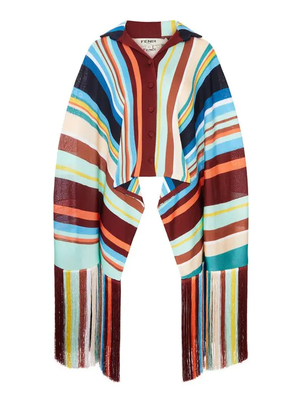 Fendi Striped Viscose Knit Poncho Shirt - Multicolor