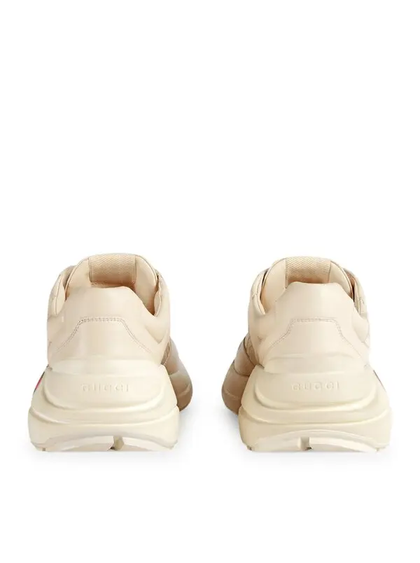 Gucci Rhyton Leather Sneakers With Logo - Cream
