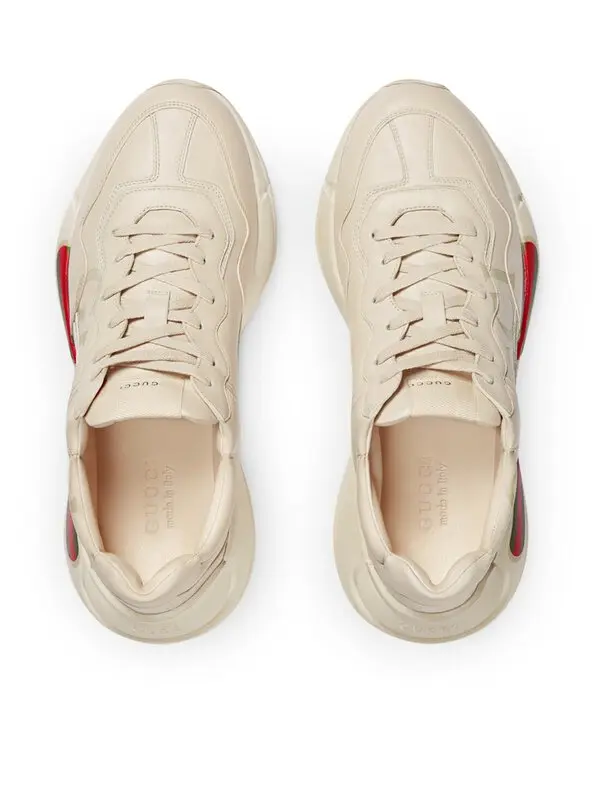 Gucci Rhyton Leather Sneakers With Logo - Cream