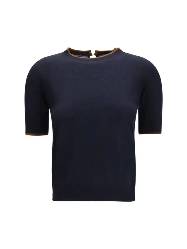 Max Mara Silk And Wool T-shirt - Blue